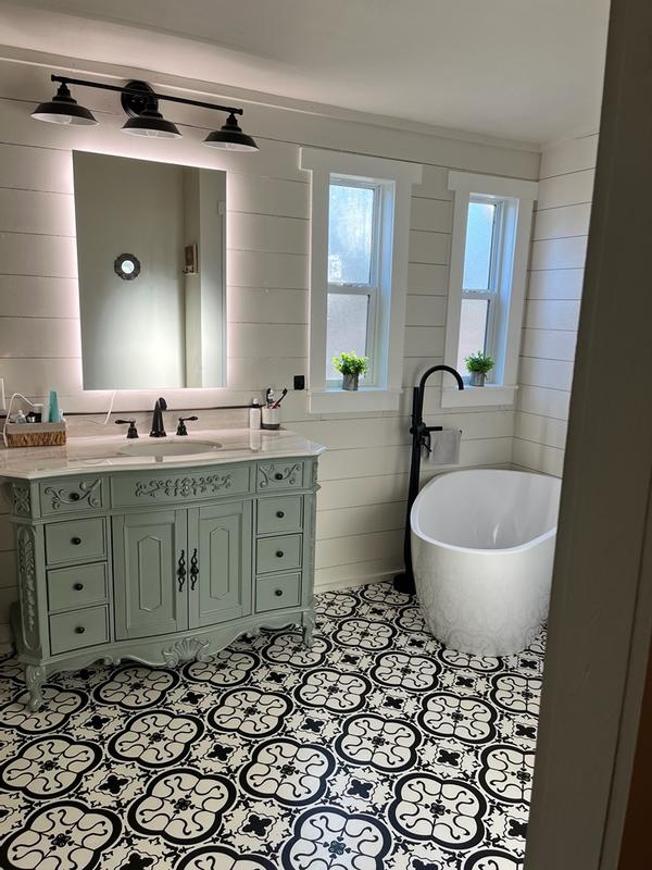 Keonjinn Backlit Bathroom Mirror 48-in x 36-in Polished Frameless ...
