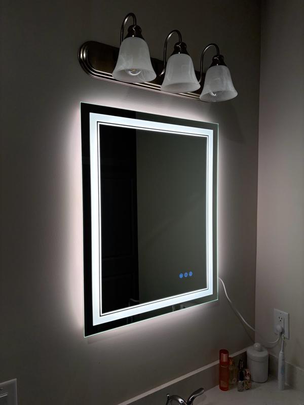TETOTE 72x36 Inch LED Mirror Frameless Dimmable Polished Rectangle and ...
