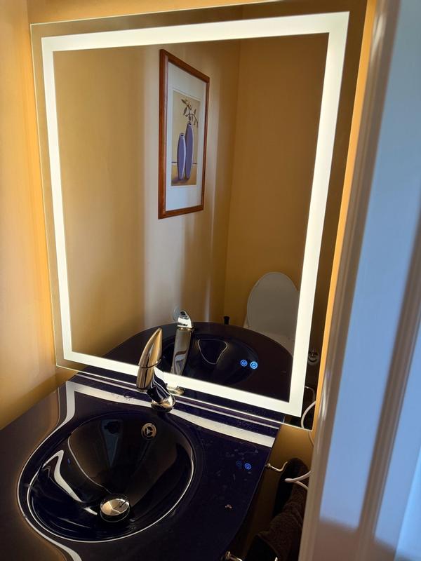 TETOTE 42x36 Inch LED Bathroom Vanity Mirror Tempered Glass Front And ...