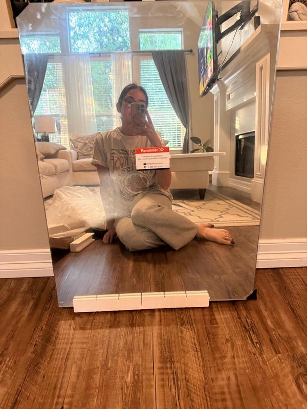 Keonjinn Backlit Bathroom Mirrors Tempered Glass 24-in x 32-in Polished ...