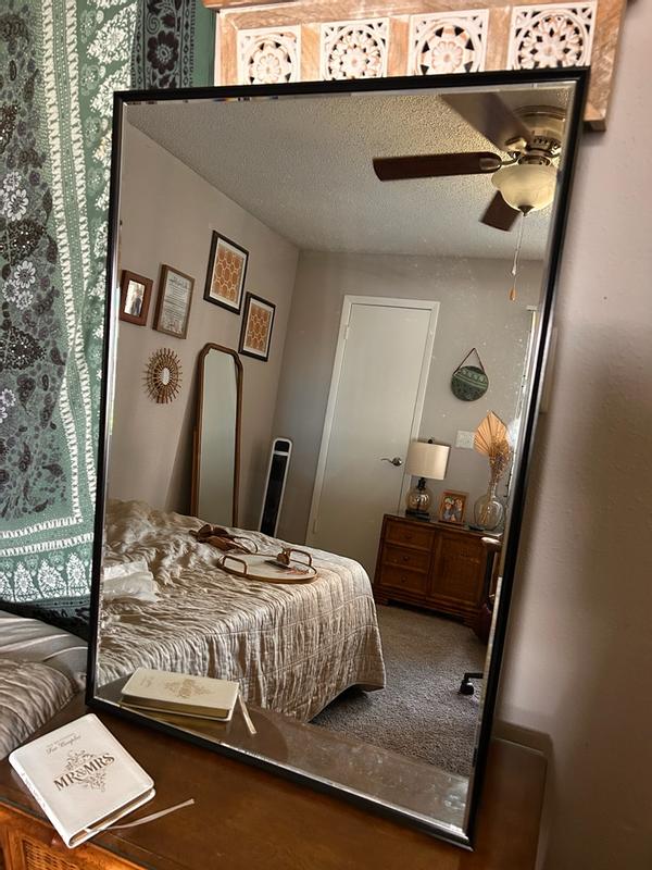 TETOTE 40x30 Inch Black Beveled Bathroom Vanity Mirror Metal Framed ...