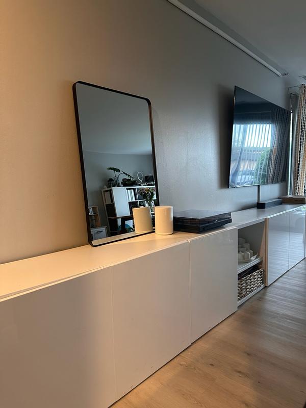 TETOTE 60x36 Inch Brushed Nickel Bathroom Vanity Mirror Tempered Glass ...