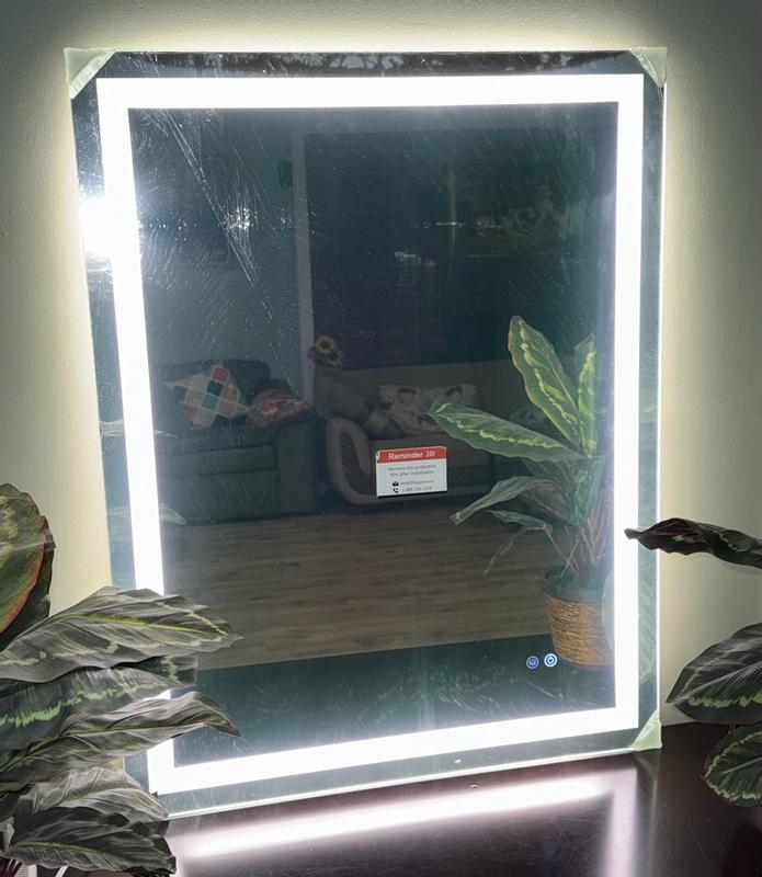 Keonjinn Backlit + Frontlit Tempered Glass Bathroom Mirrors 84-in x 32 ...