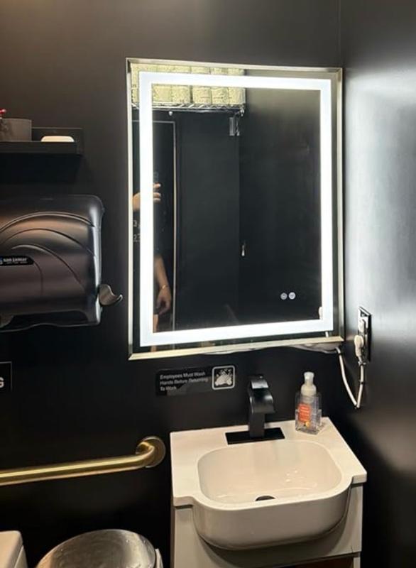 TETOTE 30x36 Inch Brushed Nickel Rectangular Framed Wall LED Bathroom ...