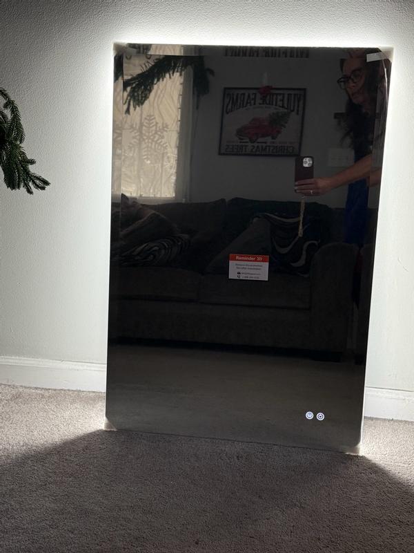 Keonjinn Backlit Bathroom Mirrors 42-in x 36-in Beveled Frameless ...