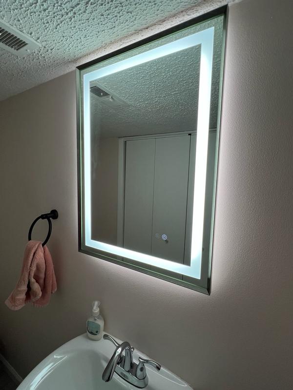 TETOTE 36x36 Inch Matte Black Beveled Framed Rectangle Dimmable LED ...