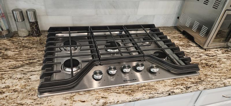KitchenAid 30-in 5 Burners Stainless Steel Gas Cooktop KCGS350ESS at ...