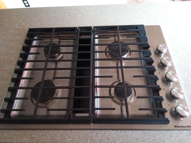 KitchenAid 30-in 4 Burners Stainless Steel Gas Cooktop with Downdraft ...