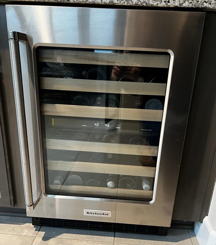 KitchenAid 23.88-in W 46-Bottles Black Cabinet Stainless Doors Dual ...