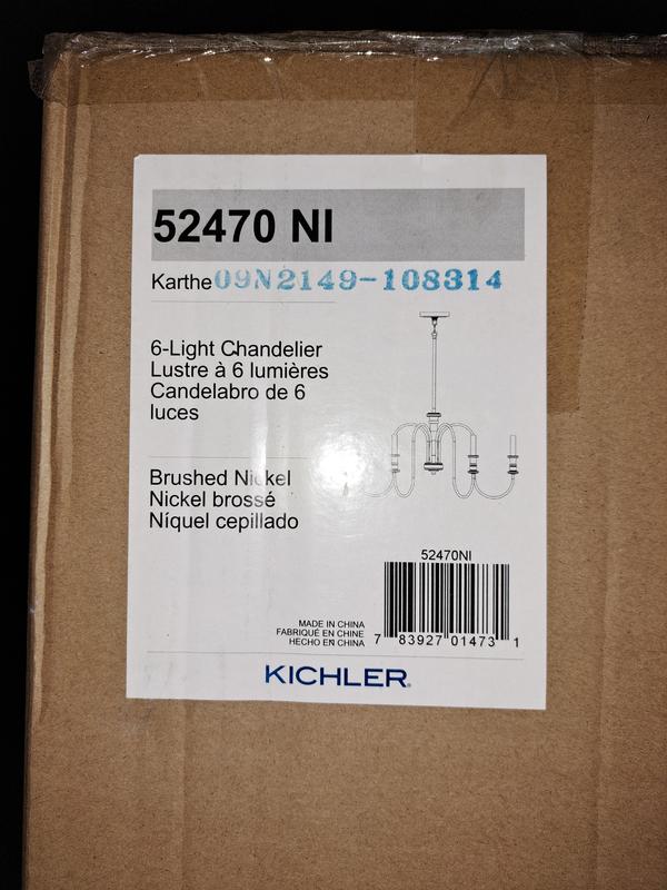 Kichler Karthe 6 -Light Distressed Nickel Indoor Steel Chandelier in ...