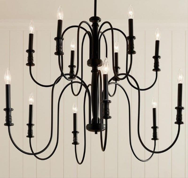 Kichler Karthe 12-Light Black Farmhouse Chandelier 52472BK at Lowes.com