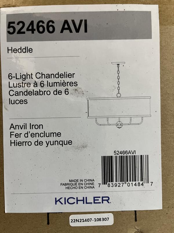 Kichler Heddle 6-Light Gray Farmhouse Chandelier 52466AVI at Lowes.com