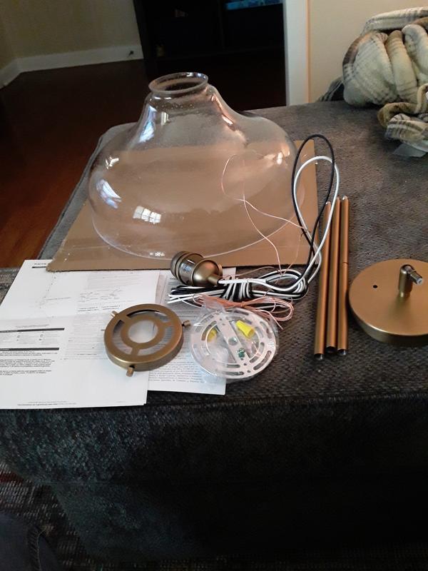 Kichler Avery Natural Brass Industrial Seeded Glass Cone Led, Medium ...