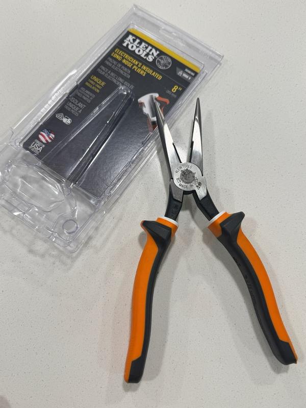 Klein Tools Long Nose Side Cutter Pliers, 8-In Slim Insulated 8-in Side ...