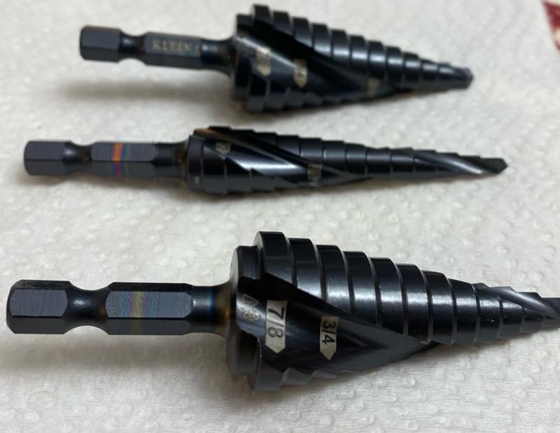 Klein Tools Step Drill Bit Set, Quick-Release, Double Fluted, 3-Piece ...
