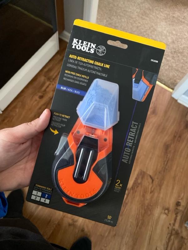 Klein Tools Auto-Retracting Chalk Line 4-oz Dust-off Line Chalk CHLK50B ...