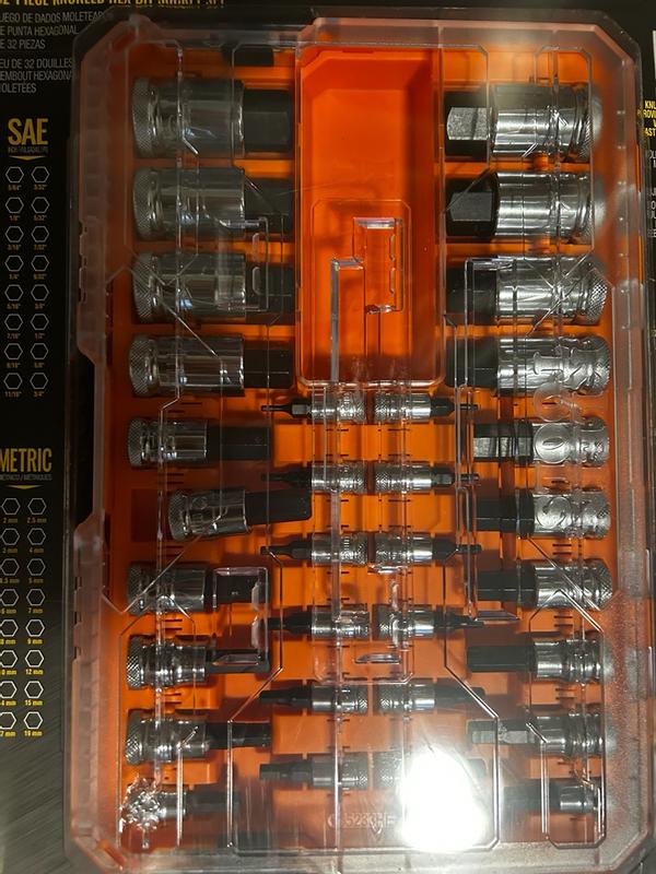 Klein Tools Knurled Hex Bit Socket Set, SAE and Metric, 33-Piece in the ...