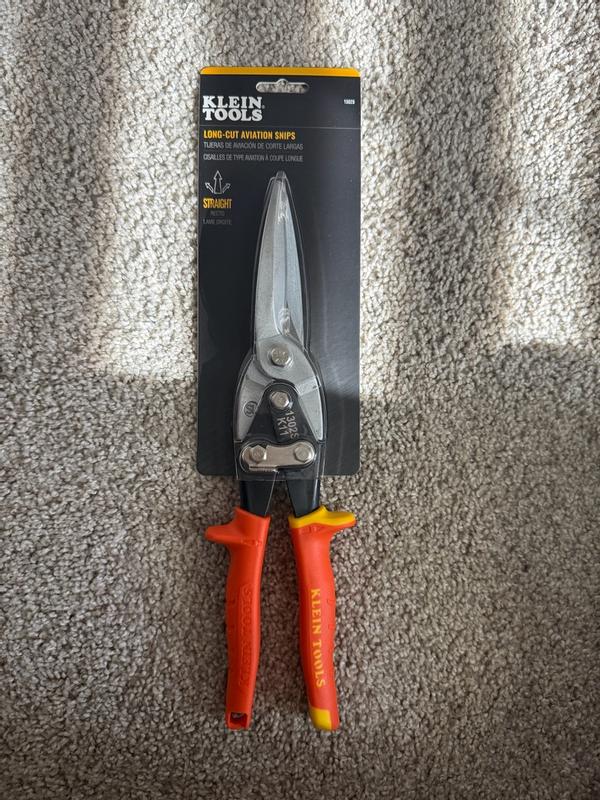 Klein Tools Long Cut Aviation Snips, Straight in the Tin Snips ...