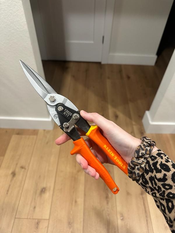 Klein Tools Long Cut Aviation Snips, Straight in the Tin Snips ...