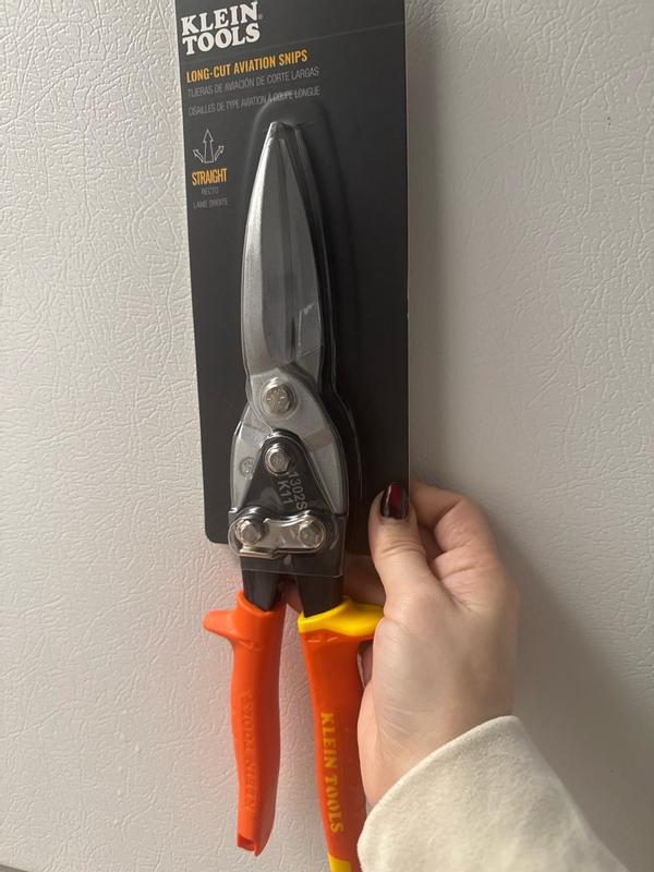 Klein Tools Long Cut Aviation Snips, Straight in the Tin Snips ...