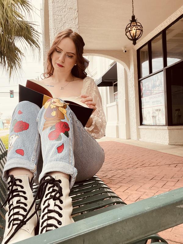 Her Universe Disney Beauty And The Beast Character Mom Jeans Her Universe Disney Beauty And The Beast Character Mom Jeans