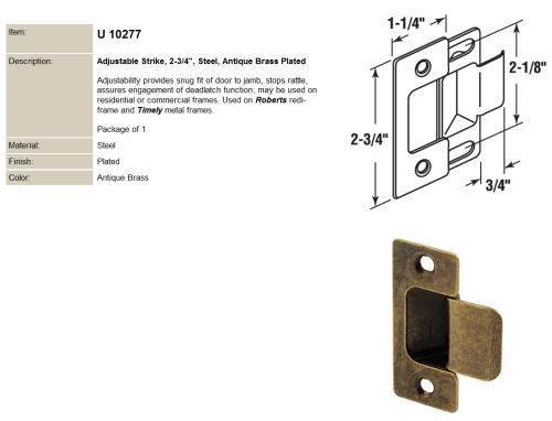 Prime-Line 2-1/8 in. Stamped Steel Brass Plated Adjustable Strike U ...