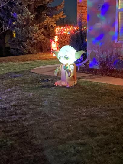 Star Wars 3 ft. Inflatable Yoda with Holly Berry 118736 - The Home Depot