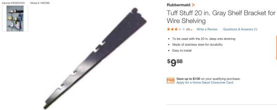 Rubbermaid Tough Stuff 16 in. Gray Bracket 1963395 - The Home Depot