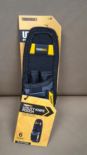 TOUGHBUILT Utility Pouch, Black with 5 pockets and loops including ...