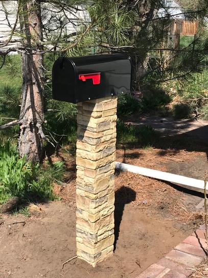 Eye Level Gray Cast Stone Mailbox Post with Decorative Scroll ...
