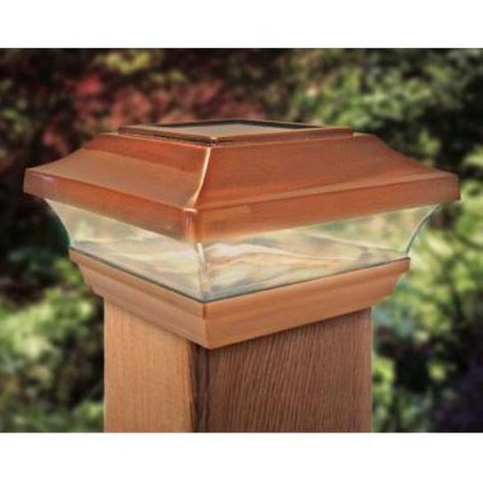 Veranda 4 in. x 4 in. Plastic Electroplated Copper Solar Post Cap ...