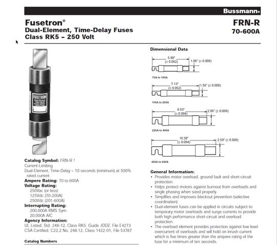 Cooper Bussmann FRN Series 100 Amp Fusetron Time-Delay Fuse FRN-R-100 ...