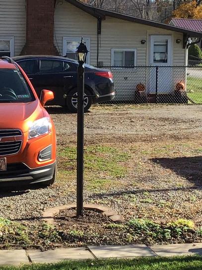 SOLUS 7 ft. Black Outdoor Direct Burial Lamp Post with Cross Arm and ...