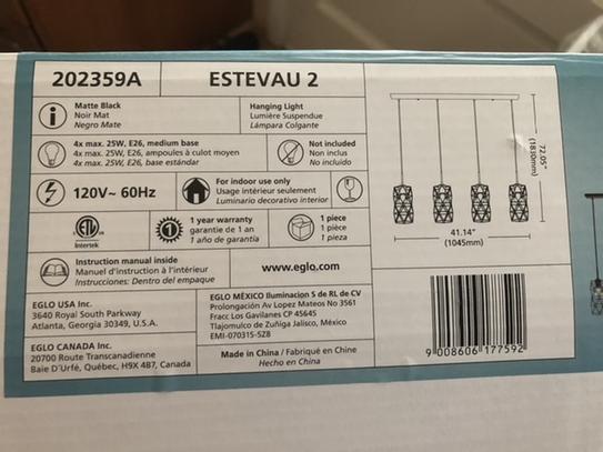 Eglo Estevau 2 41.124 in. W x 72 in H 4-Light Matte Black Linear Multi ...
