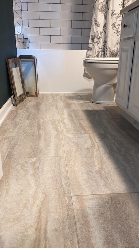 Cryntel Peel And Stick Tiles TrafficMaster Light Grey Travertine 4 MIL