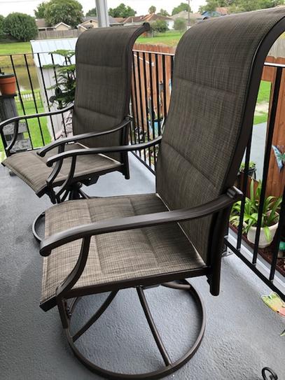 Hampton bay riverbrook espresso brown padded sling swivel steel outdoor patio lounge chairs store