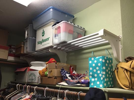 EZ Shelf 28 in. - 50 in. Metal Expandable Shelf in White with 2 End ...