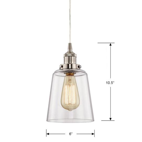 Home Decorators Collection 6 in. Satin Nickel Mini Pendant with Clear ...