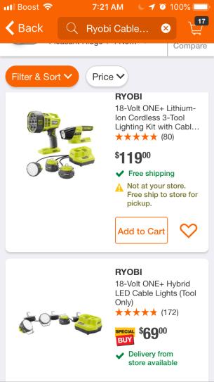 RYOBI 18-Volt ONE+ Hybrid LED Cable Lights (Tool Only) P785 - The Home ...