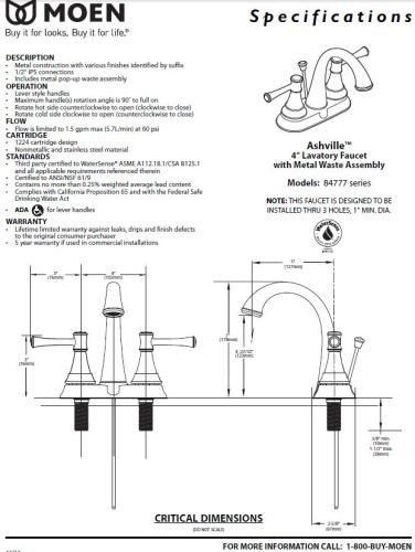 MOEN Ashville 4 in. Centerset 2-Handle Bathroom Faucet in Spot Resist ...
