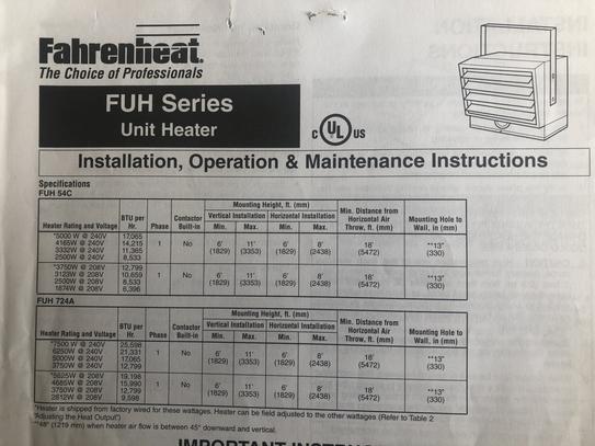Fahrenheat 7,500-Watt Unit Heater FUH724 - The Home Depot
