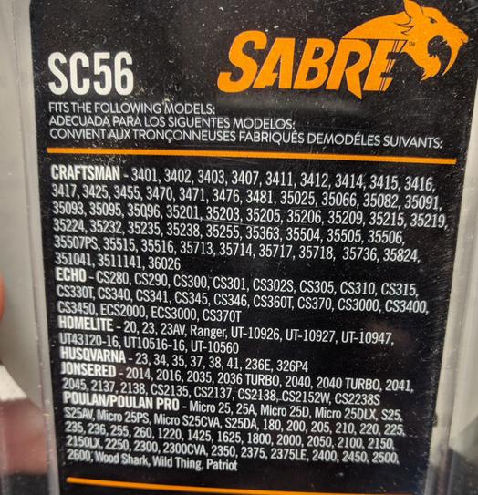 Sabre SC56 Chain Full Chisel Clamshell - Non-Safety CL65056NSSA - The ...