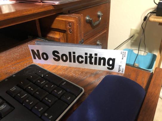 Everbilt 2 in. x 8 in. Plastic No Soliciting Sign 31354 - The Home Depot