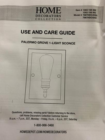 Home Decorators Collection Palermo Grove 7 in. 1-Light Gilded Iron ...