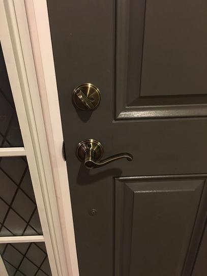Schlage Camelot Antique Brass Single Cylinder Door Handleset with Left ...