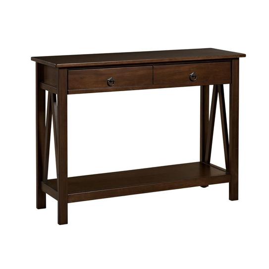 Linon Home Decor Titian 44 in. Tobacco Brown Rectangle Wood Console ...