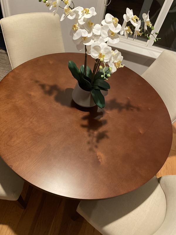 Reviews for Home Decorators Collection Greymont Walnut Brown Finish Round Pedestal Dining Table for 6 47.6 in. L x 29.8 in. H Pg 2 The Home Depot