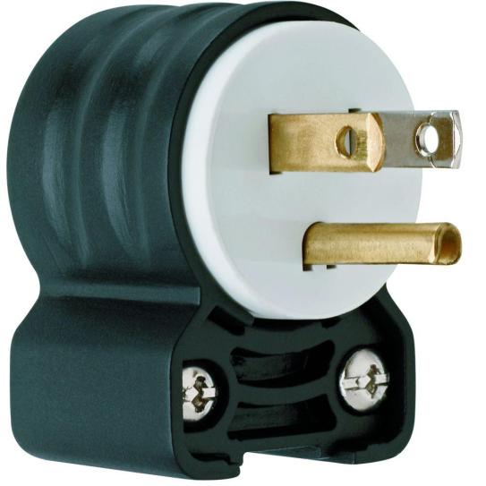 Leviton 15 Amp 125-Volt Non-Polarized Angle Plug, Black 101AN-E 101AN-E ...