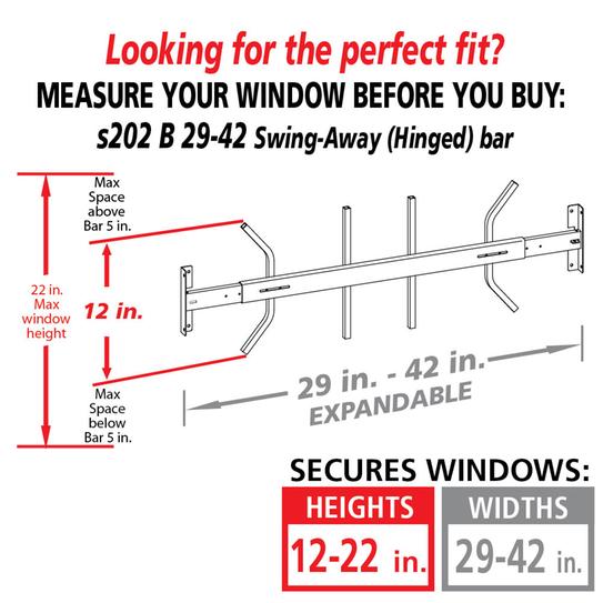 Mr. Goodbar Swing-Away 29 in. to 42 in. Adjustable Width 8-Bar Window ...