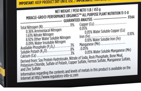 Miracle-Gro 1 lb. Miracle Gro Performance Organics All Purpose Plant ...